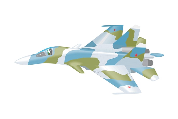 Stylized Camouflage Fighter Jet in Shades of Blue and Green | Jiffy Designs