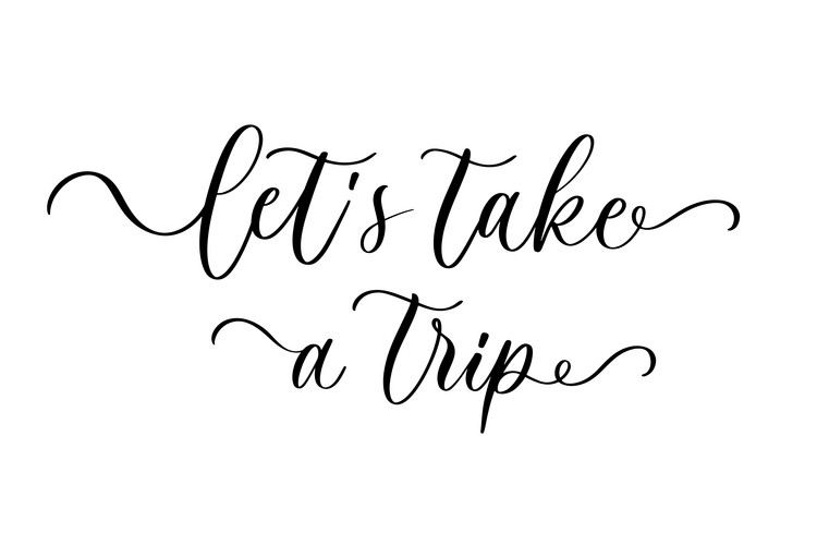 Lets Take A Trip Phrase. Ink Illustration. Modern Brush Calligraphy ...