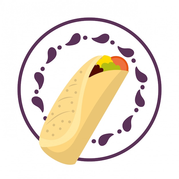 Vibrant Taco Illustration with Stylized Plum Border Design | Jiffy Designs