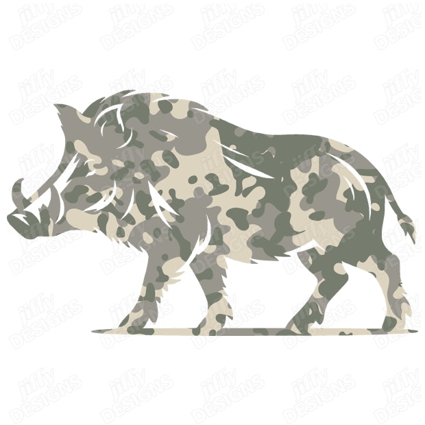 Camouflage Boar Silhouette with Mottled Green and Gray Pattern | Jiffy ...
