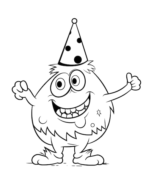 Cheerful Polka Dot Monster in Party Hat Celebrates | Jiffy Designs