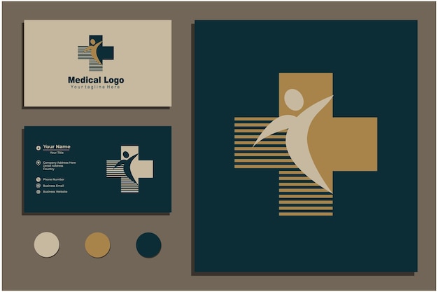Minimalist Medical Emblem with Stylized Human Figure and Cross | Jiffy ...