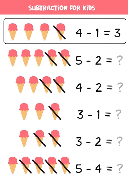 Delightful Subtraction Practice with Vibrant Ice Cream Visuals | Jiffy ...