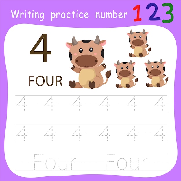 Adorable Cow and Calf Writing Practice with Playful Illustration ...