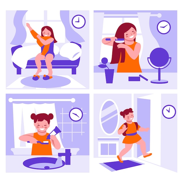 Everyday Routines: A Vibrant Illustration of Morning Rituals | Jiffy ...