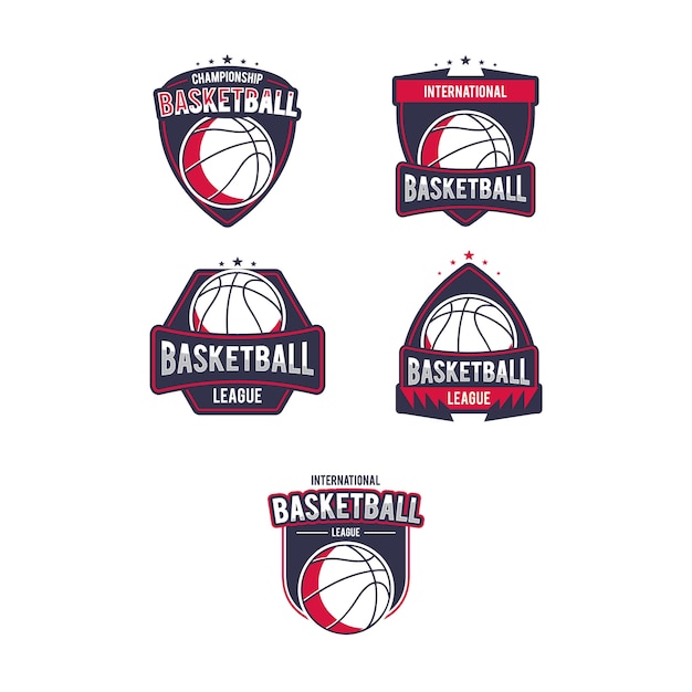 Basketball League Logos and Emblems Collection with Ball Icons | Jiffy ...