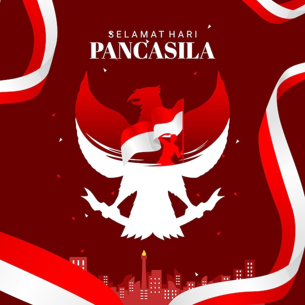 Majestic Garuda Soaring Over Illuminated Cityscape on Pancasila Day ...