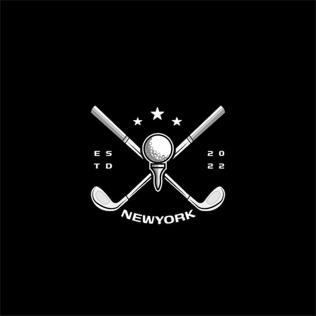 Stylized Crossed Baseball Bats and Golf Ball Emblem | Jiffy Designs