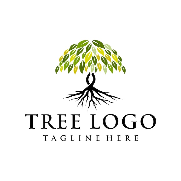 Vibrant Foliage Canopy Atop Powerful Rooted Tree Symbol | Jiffy Designs