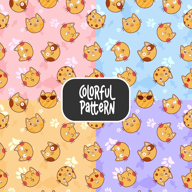 Cheerful Cluster of Cartoon Cats with Playful Expressions | Jiffy Designs