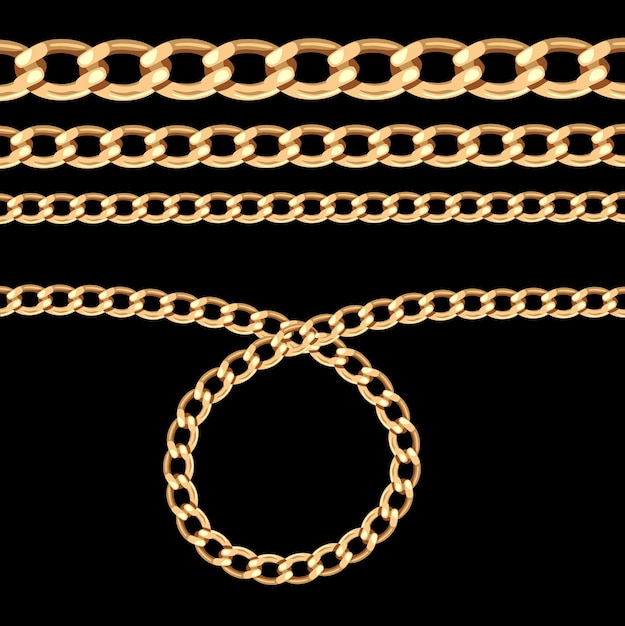 Elegant Interlocking Gold Chain Patterns on Black Background | Jiffy ...