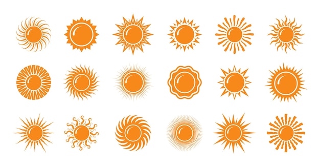 Vibrant Collection of Stylized Sun Icons and Symbols | Jiffy Designs