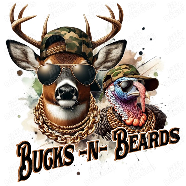 'Bucks -N- Beards' Featuring Cool Deer and Dog in Sunglasses | Jiffy Designs