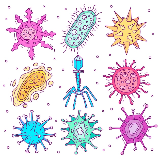 Vibrant Collection of Whimsical Microorganism Illustrations | Jiffy Designs