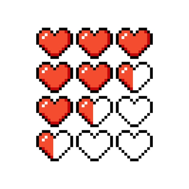 Vibrant Pixel Art Hearts Collection for Diverse Applications | Jiffy ...