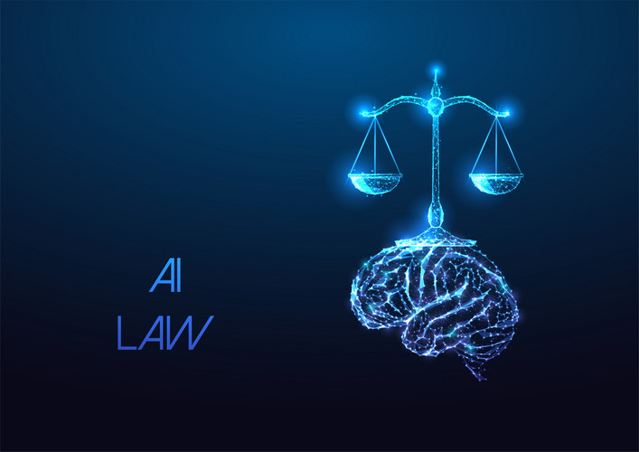 Concept Of Ai Law, Artificial Intelligence Regulations In Futuristic Glowing Low Polygonal Style ...