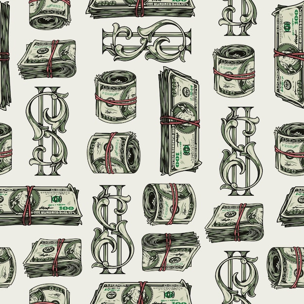 Vibrant Collage of Dollar Bill Illustrations and Symbols | Jiffy Designs