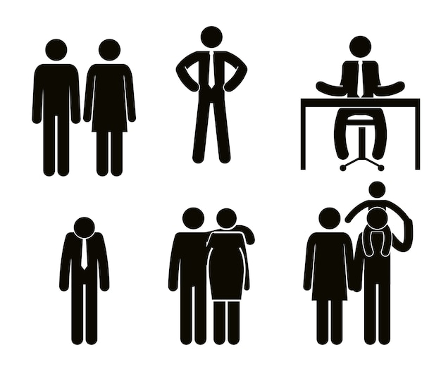 Monochrome Human Figure Icons for Design and Illustration | Jiffy Designs