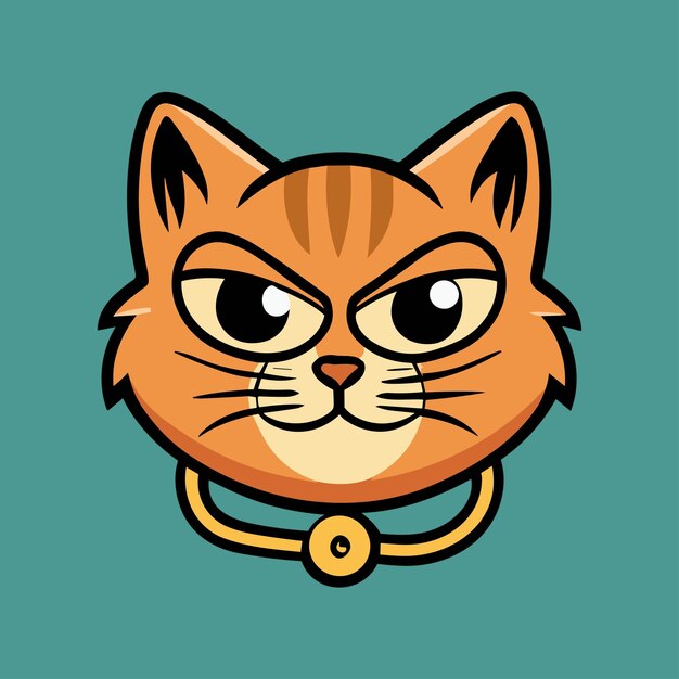 Playful Feline Face with Expressive Eyes and Collar | Jiffy Designs