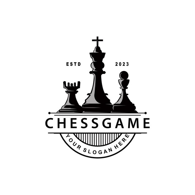 Elegant Chess Pieces Emblem with Vintage Flair | Jiffy Designs