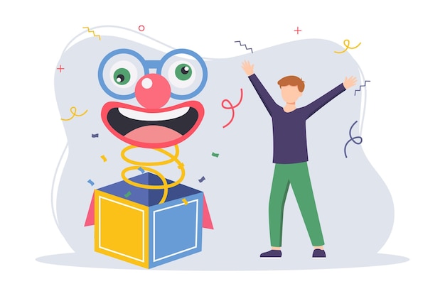 Joyful Surprise: A Playful Clown Pops Out from a Colorful Box | Jiffy ...