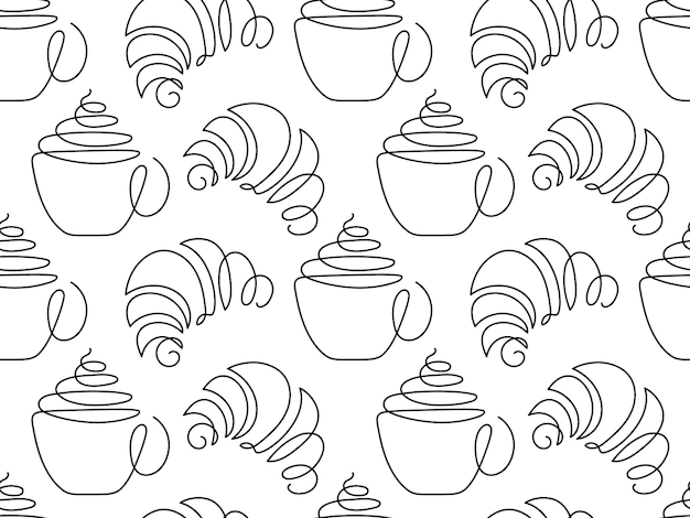 Delightful Pastry Patterns: Croissants and Coffee Cups | Jiffy Designs