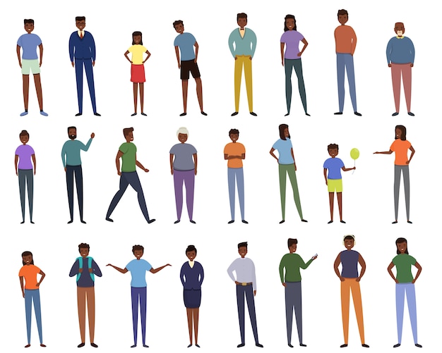 Diverse Collection of Stylized Human Figures in Vibrant Attire | Jiffy ...