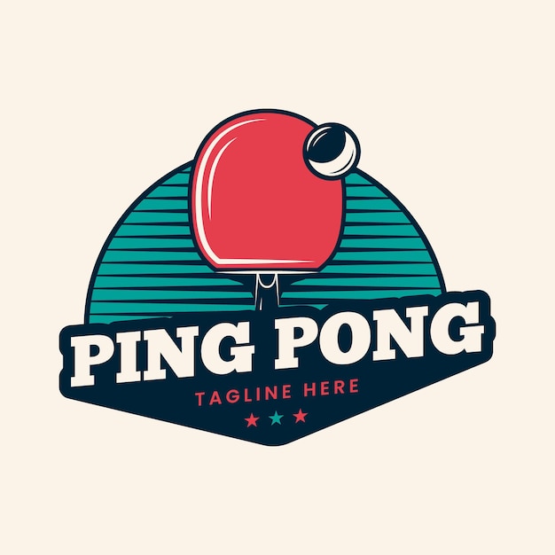 Retro-Inspired Ping Pong Logo with Vibrant Paddle | Jiffy Designs
