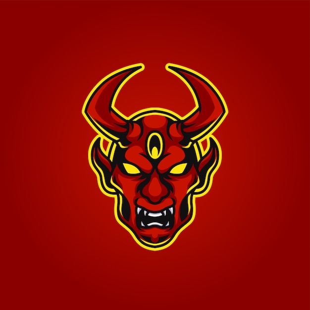 Fierce Red Demon Mascot Logo with Horns | Jiffy Designs