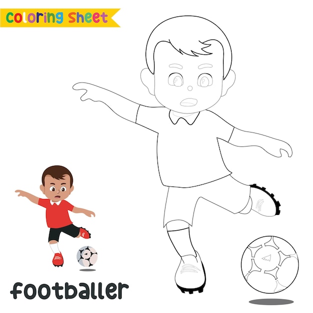 Playful Footballer: A Vibrant Coloring Template | Jiffy Designs