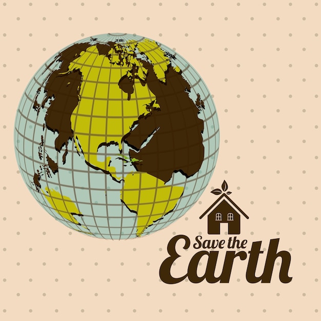 Retro-Styled Globe with 'Save the Earth' Graphic Design | Jiffy Designs