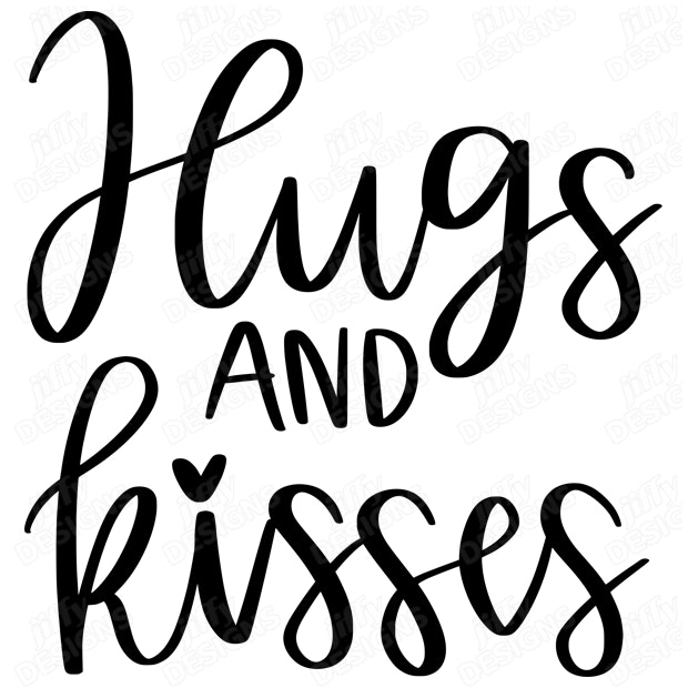 'Hugs and Kisses' Elegant Handwritten Script with Charming Heart Accent ...