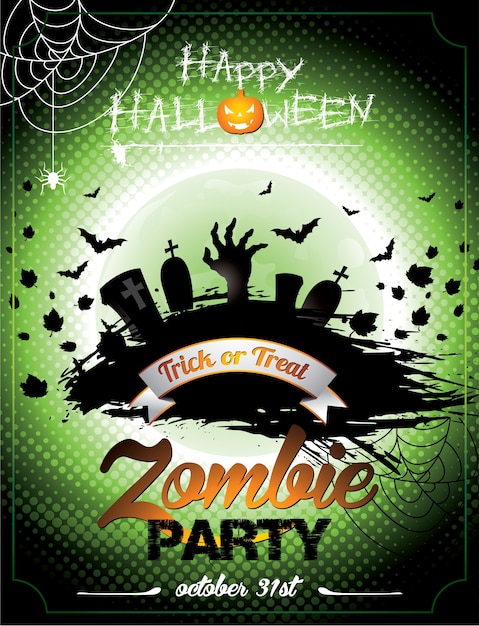 Spooky Zombie Celebration with Haunting Silhouettes and Glowing Text ...