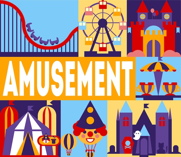 Vibrant Amusement Park Attractions and Icons | Jiffy Designs