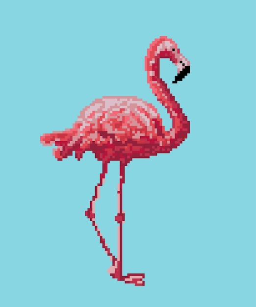 Vibrant Pixel Flamingo: A Colorful Retro-Inspired Design | Jiffy Designs