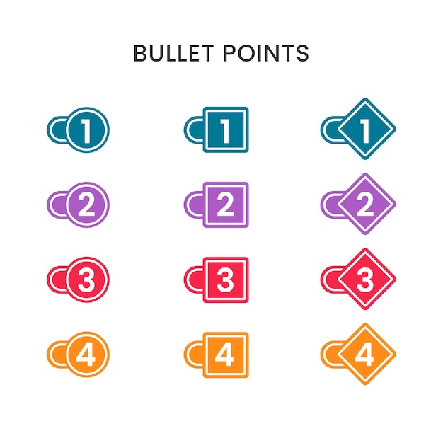 Vibrant Bullet Point Icons with Numbered Circles | Jiffy Designs