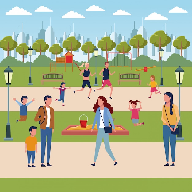 Vibrant City Park Scene with People Enjoying Outdoor Activities | Jiffy ...