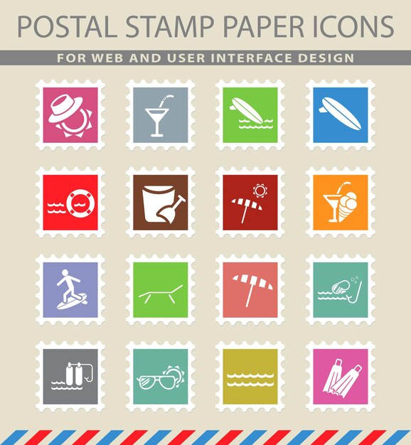 Vibrant Postal Stamp Paper Icons for Diverse Design Needs | Jiffy Designs