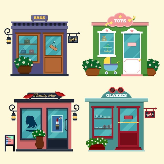 Charming Neighborhood Storefronts with Vibrant Designs and Signage ...