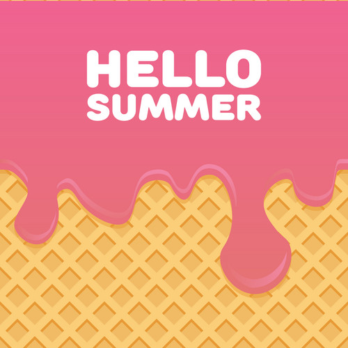 Hello Summer Letters In Ice Cream Pattern Cream And Wafle Texture ...