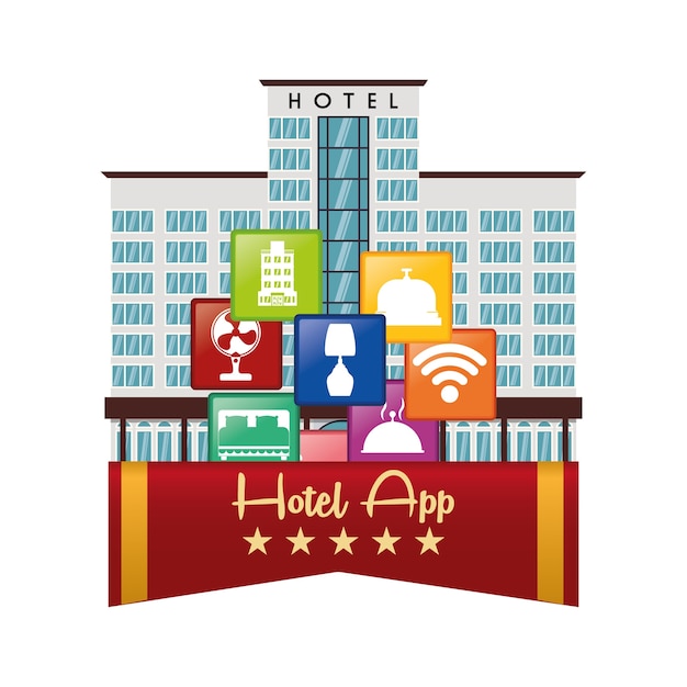 Vibrant Hotel App Icon Set with Building Illustration | Jiffy Designs