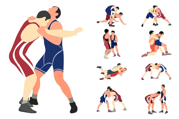 Dynamic Collection of Grappling Sports Illustrations | Jiffy Designs