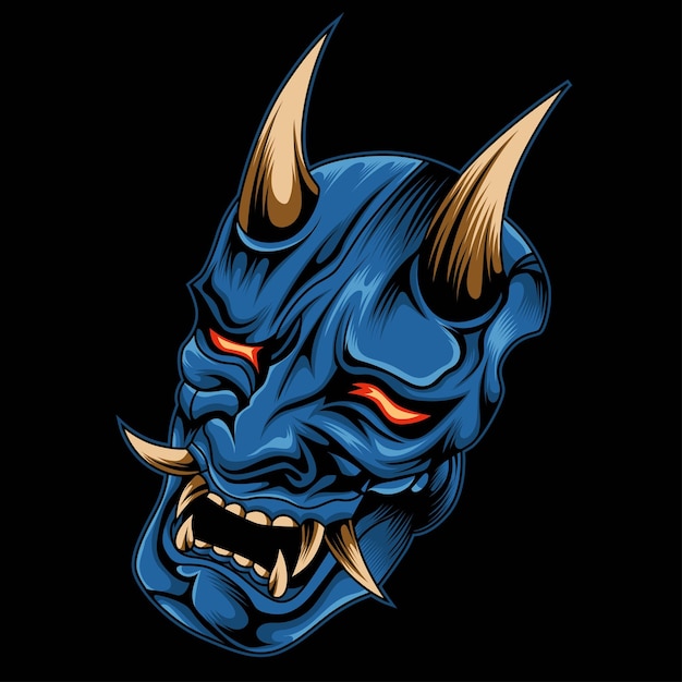 Fearsome Oni Mask with Fierce Horns and Glowing Eyes | Jiffy Designs