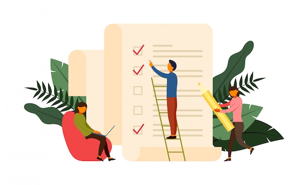 Vibrant Illustration of People Completing a Checklist Task | Jiffy Designs