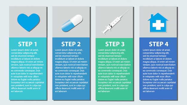 Illustrated Medical Steps with Vibrant Icons and Descriptive Text ...