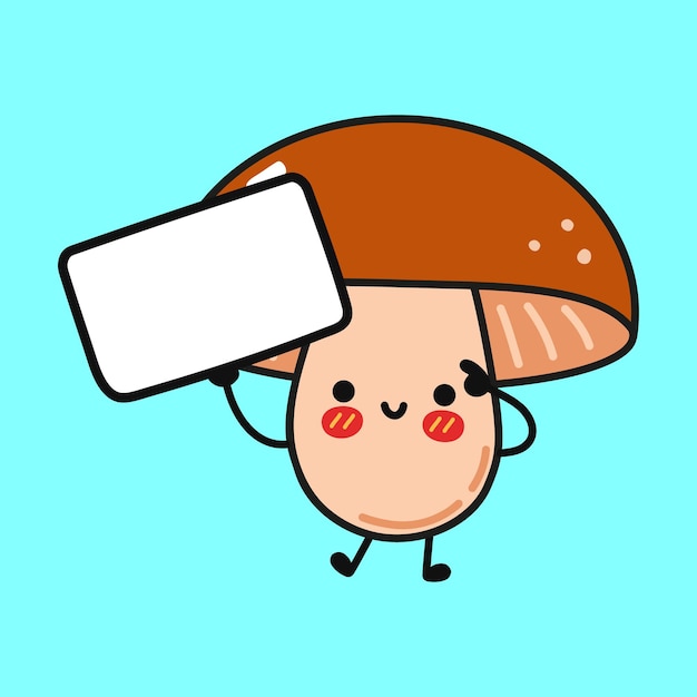 Cheerful Mushroom Holding a Blank Sign | Jiffy Designs