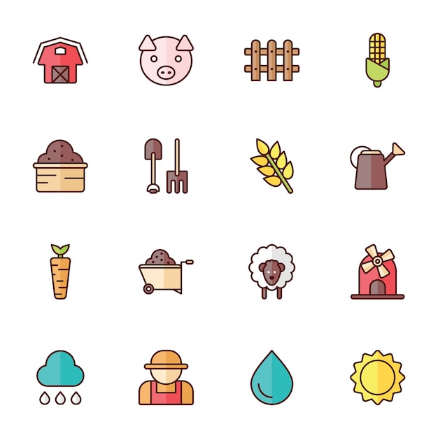 Charming Farmyard Icons: Vibrant Symbols of Rural Life | Jiffy Designs
