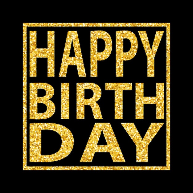 Glittering Gold 'Happy Birthday' Celebration Text Design | Jiffy Designs
