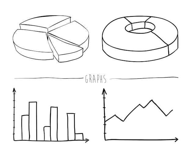 Hand-Drawn Pie Charts, Donut, Bar and Line Graphs Illustration | Jiffy ...