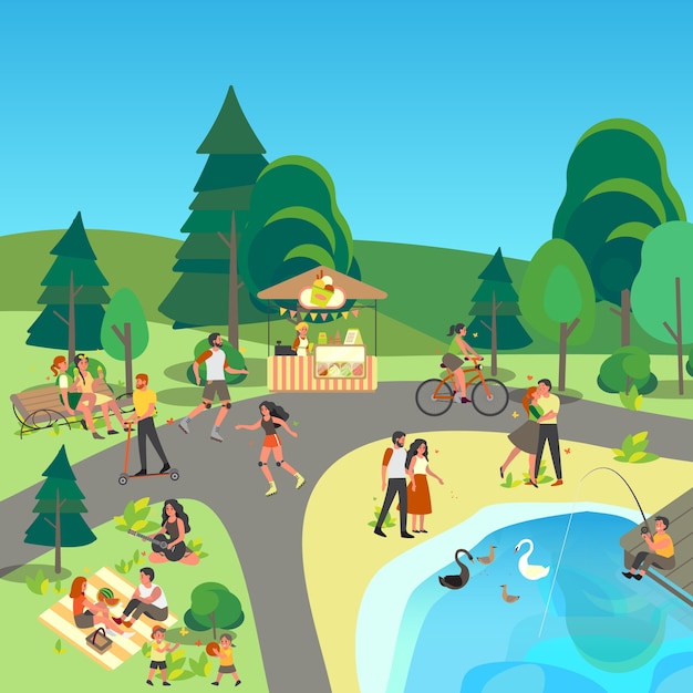 Vibrant Outdoor Park Scene with Diverse Activities | Jiffy Designs